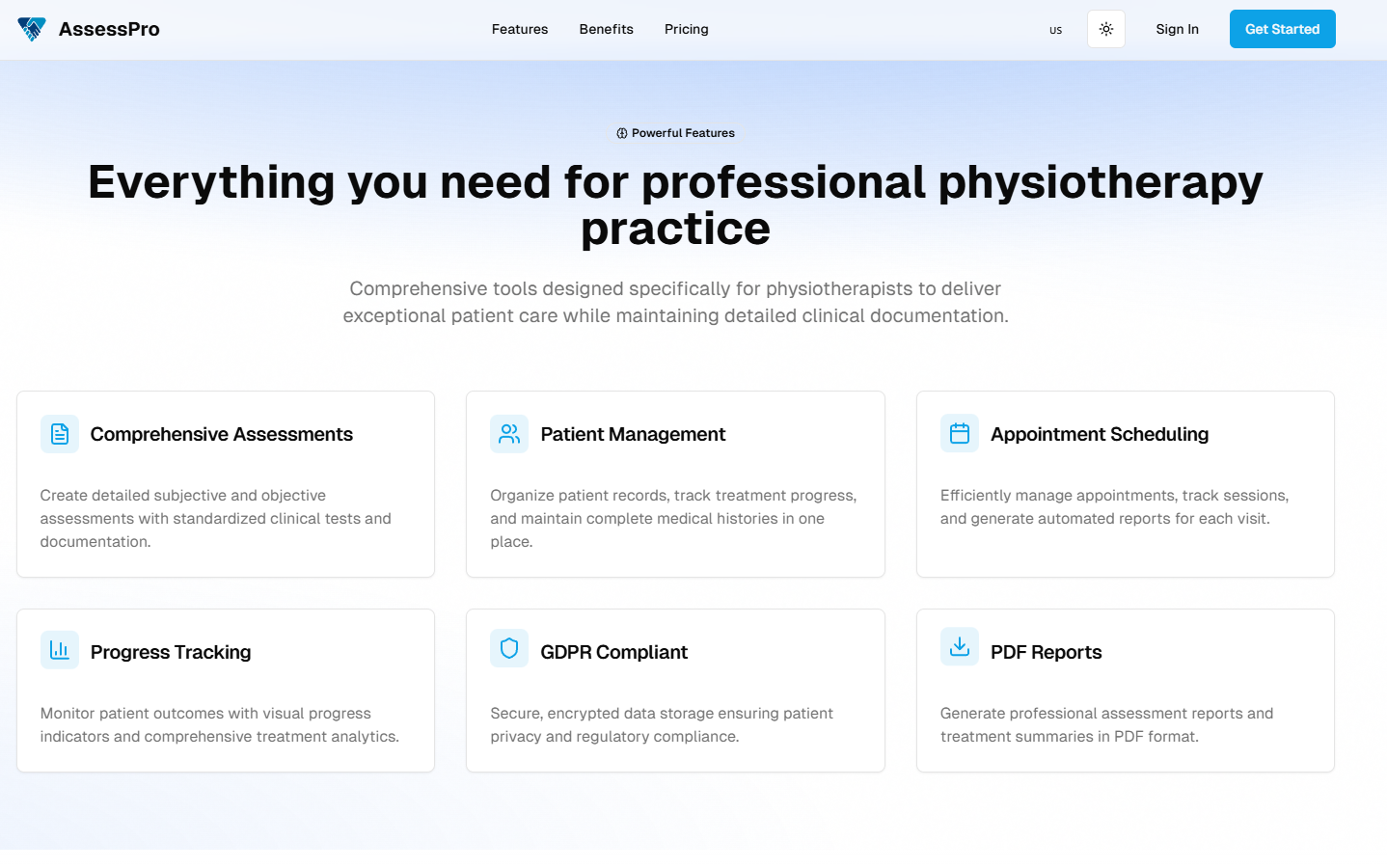 AssessPro - Professional Physiotherapy Assessment Platform